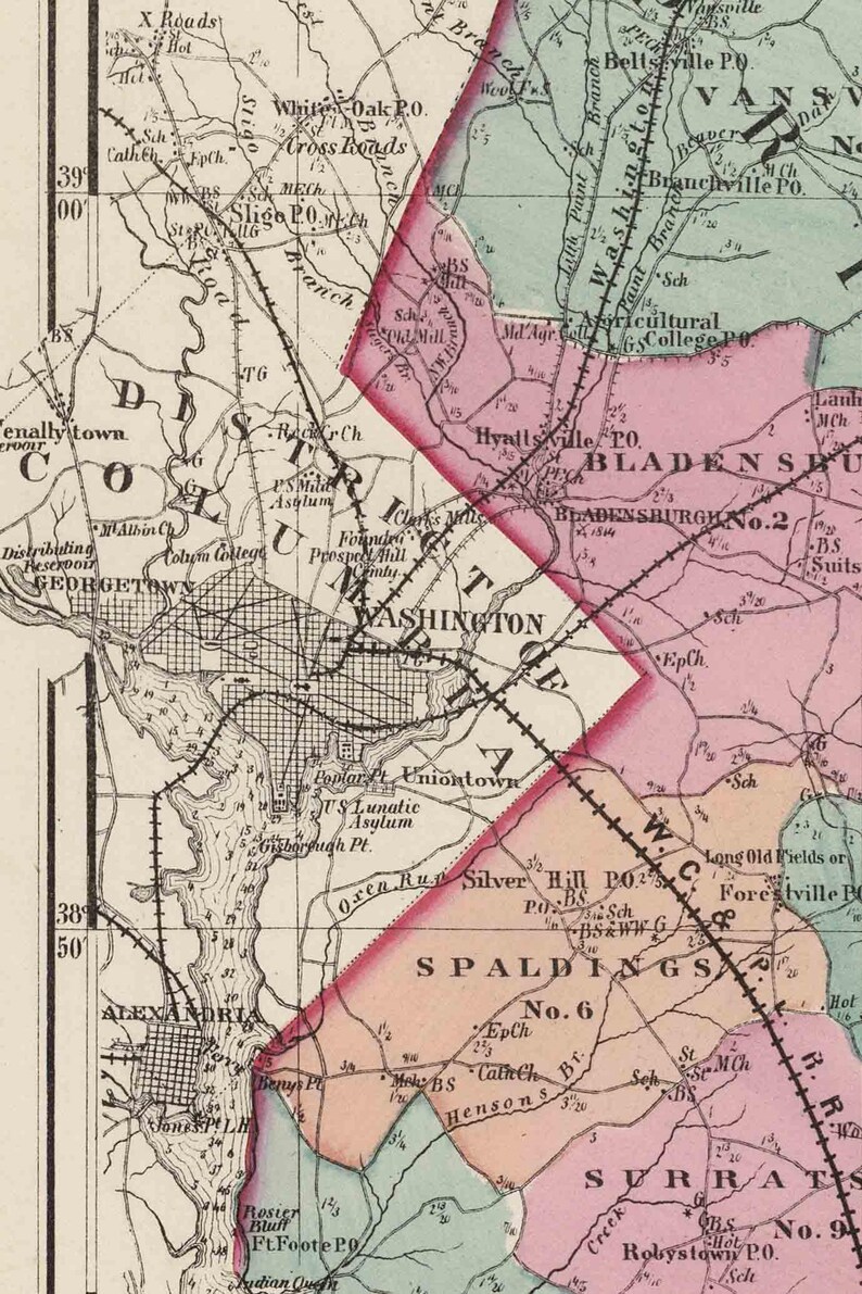 Anne Arundel and Prince George Counties 1873 Map Maryland - Etsy