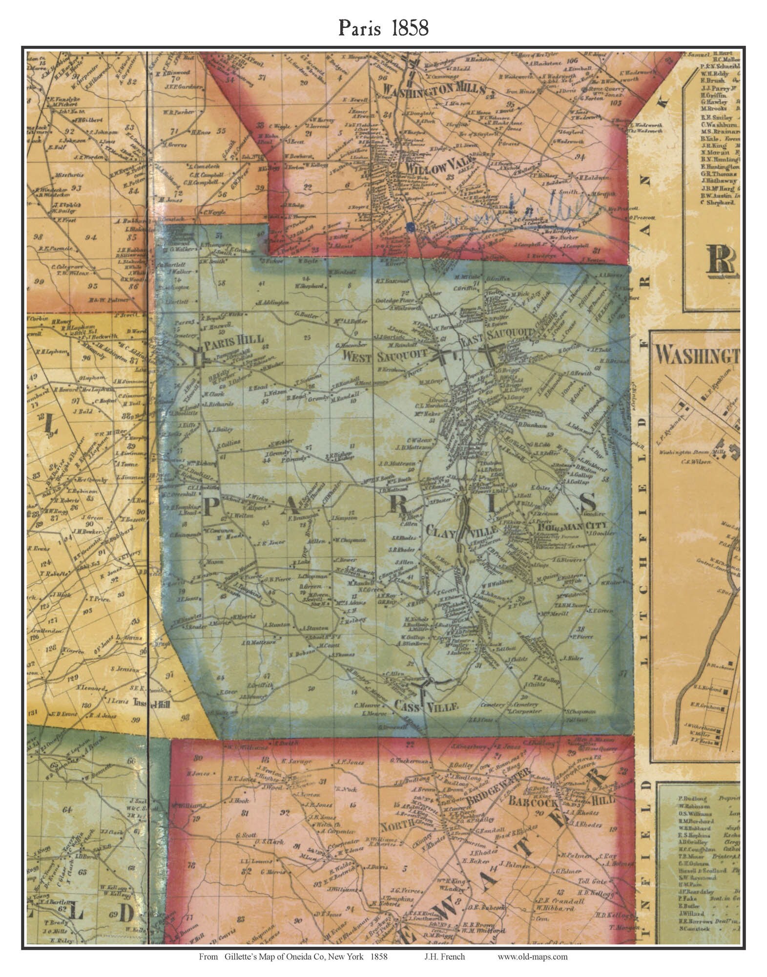 Paris 1858 Old Town Map With Homeowner Names New York - Etsy UK