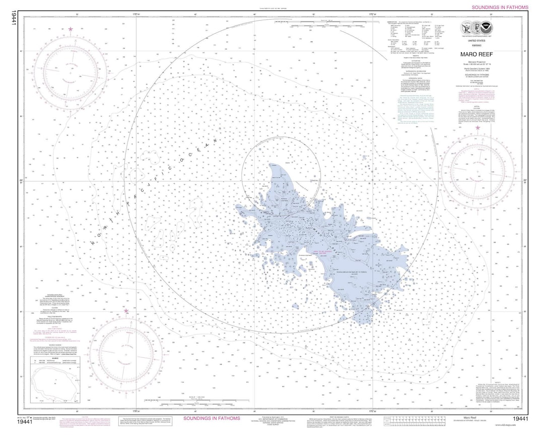 Maro Reef 2007 Nautical Map Maui Hawaii PC Harbors - Etsy