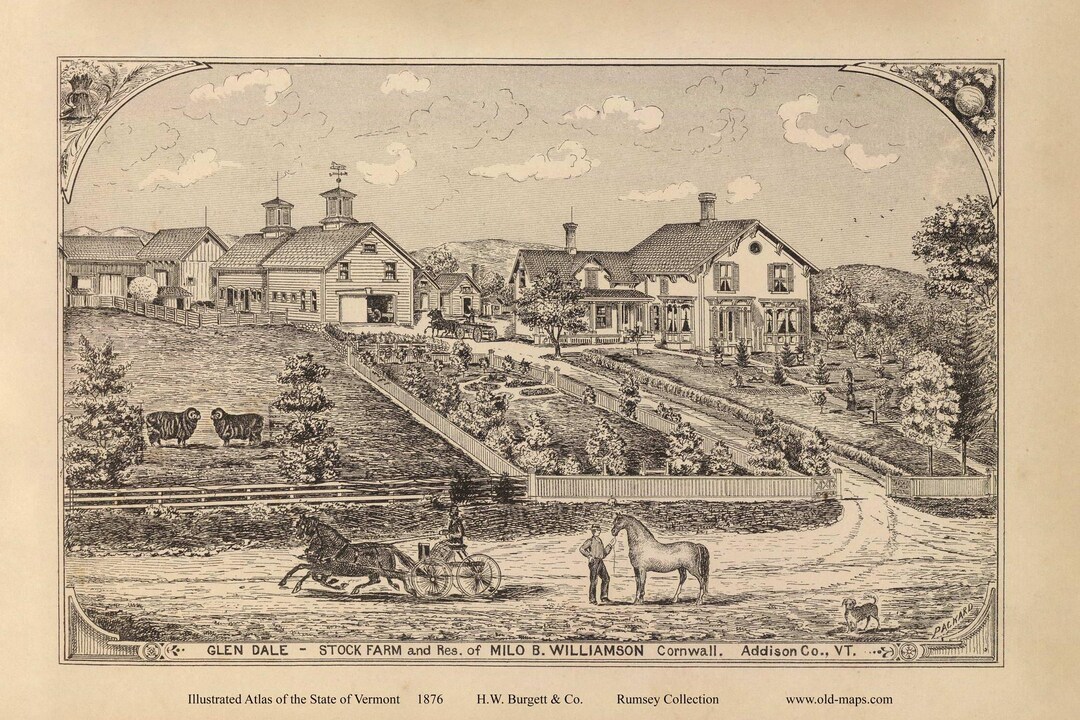 Glen Dale Stock Farm & Residence of Milo B. Williamson 1876 Cornwall ...
