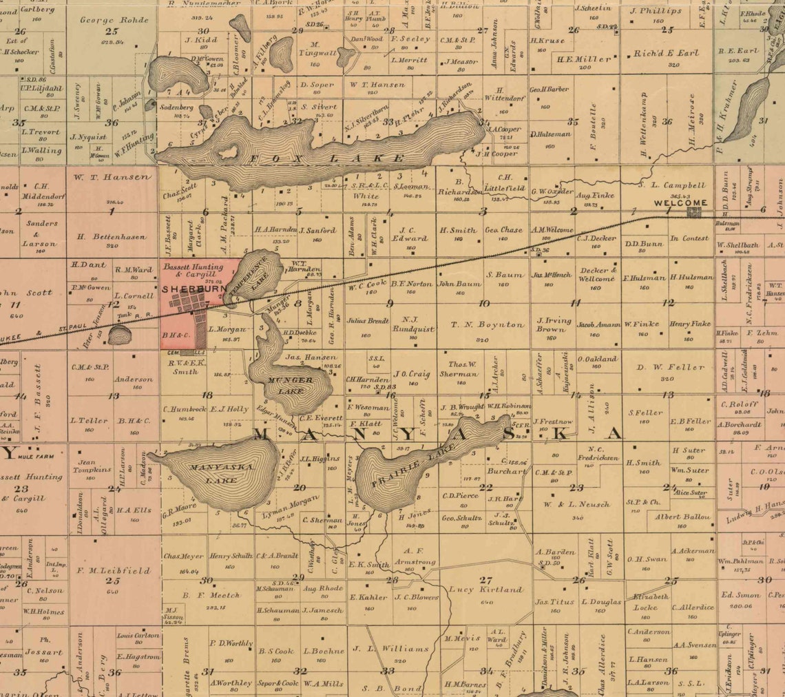 Martin County Minnesota 1887 Old Wall Map Reprint With - Etsy