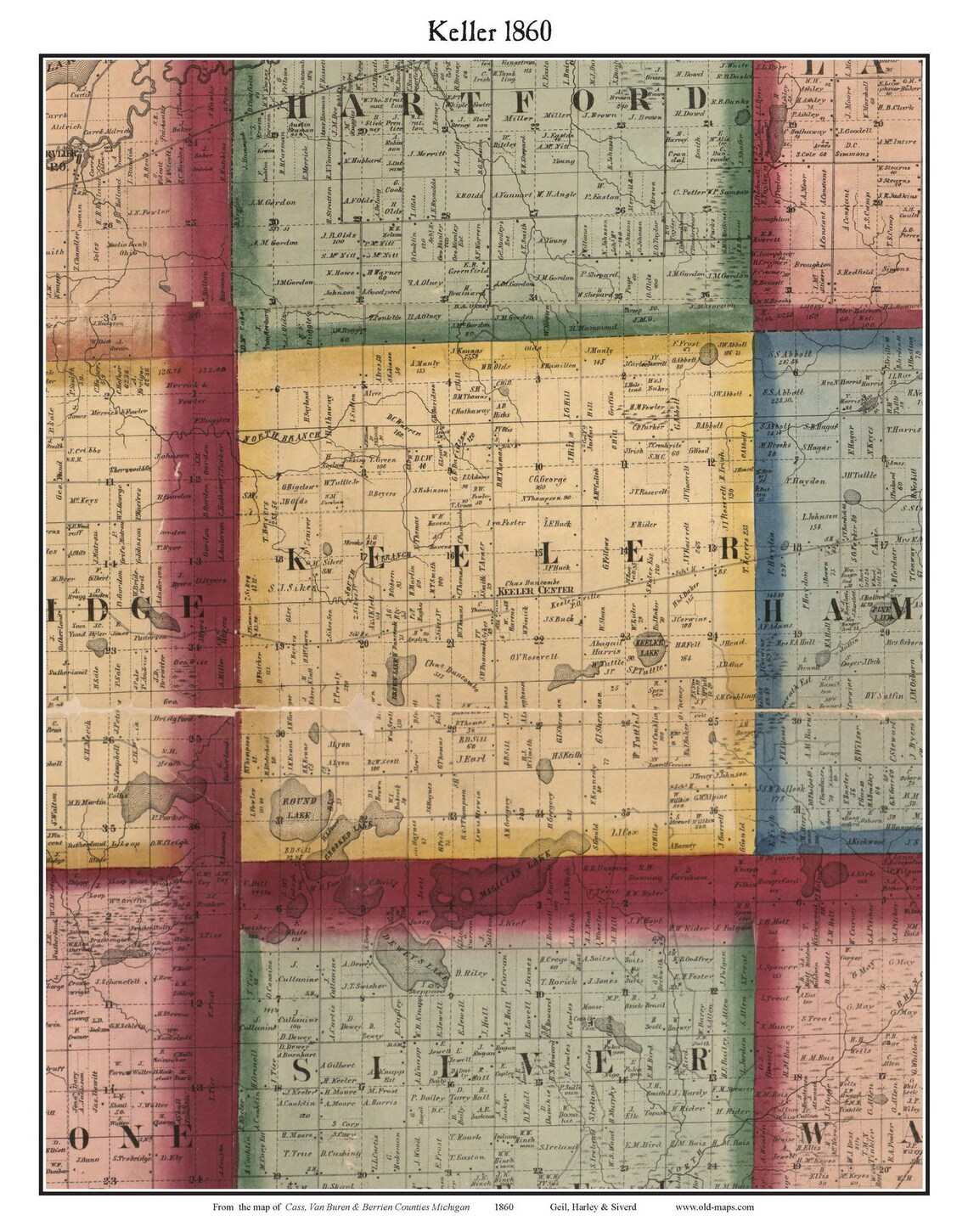 Keller 1860 Old Town Map with Homeowner Names Round Lake | Etsy