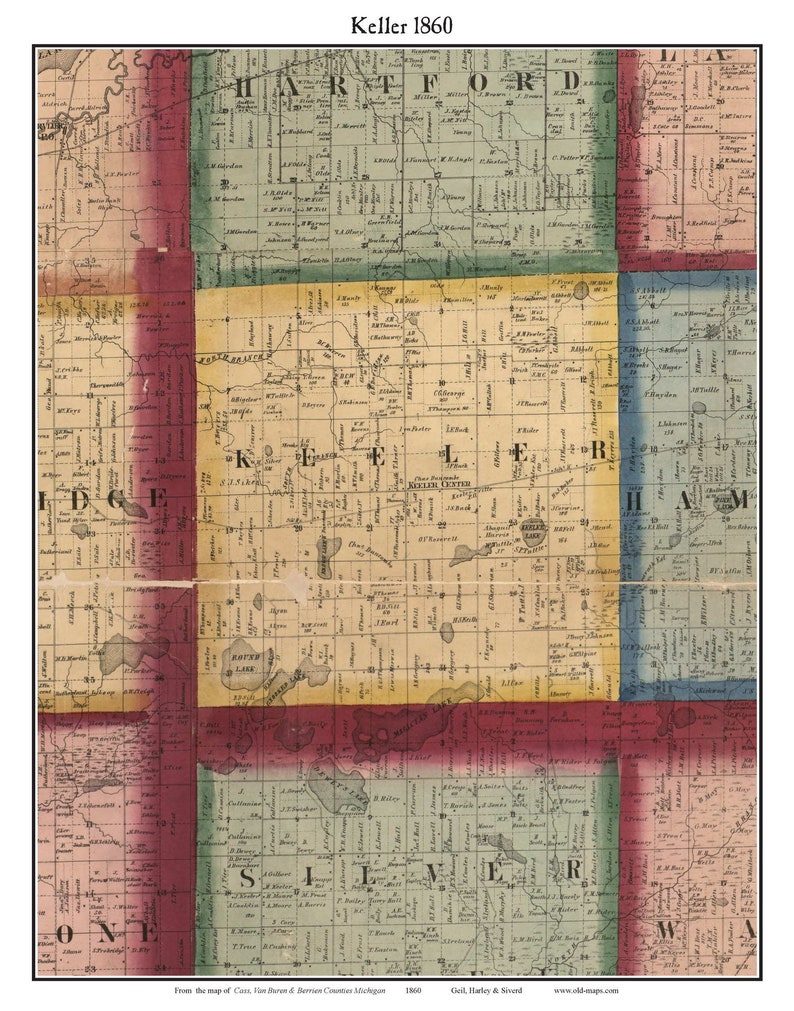 Keller 1860 Old Town Map With Homeowner Names Round Lake | Etsy