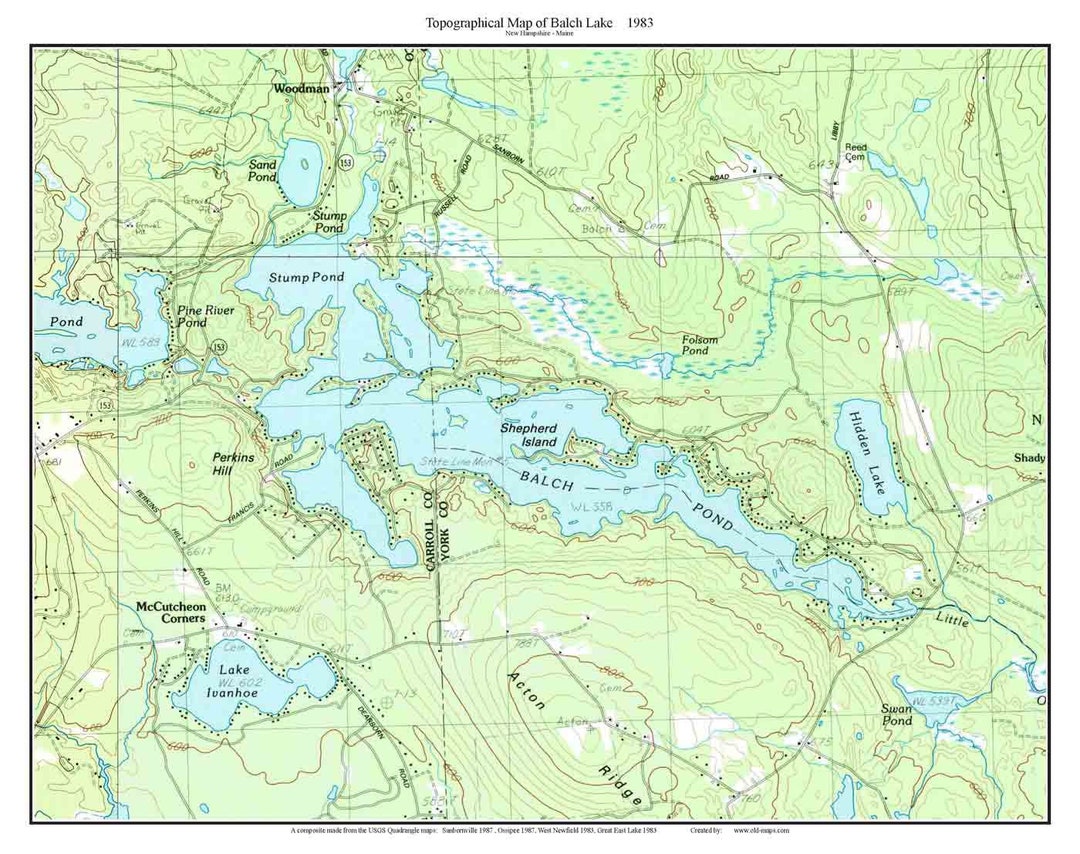 Balch Lake 1983 Old Topographic Map USGS Custom Composite Reprint ...