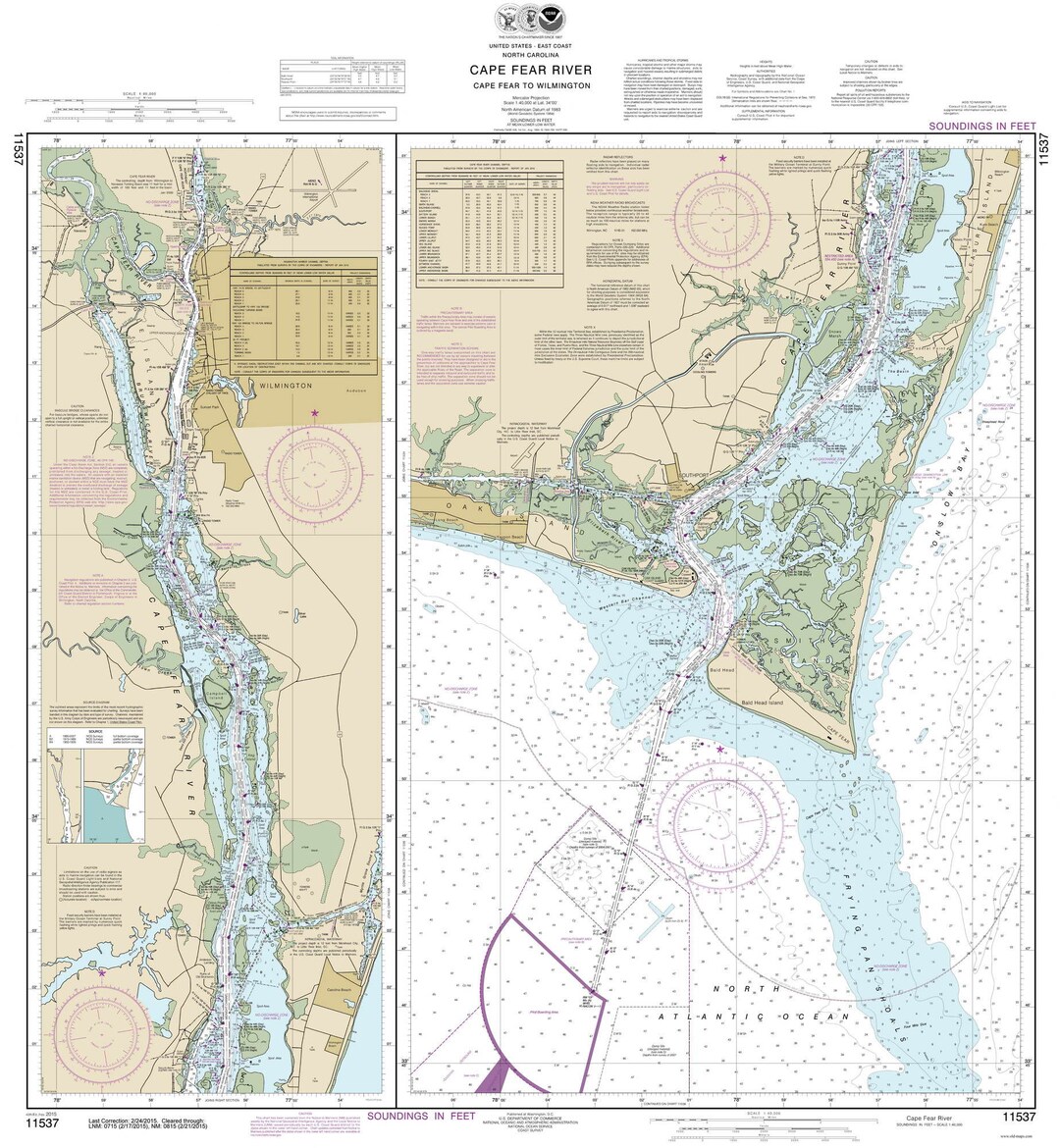 Cape Fear River: Cape Fear to Wilmington 2015 Old Map Nautical Chart ...