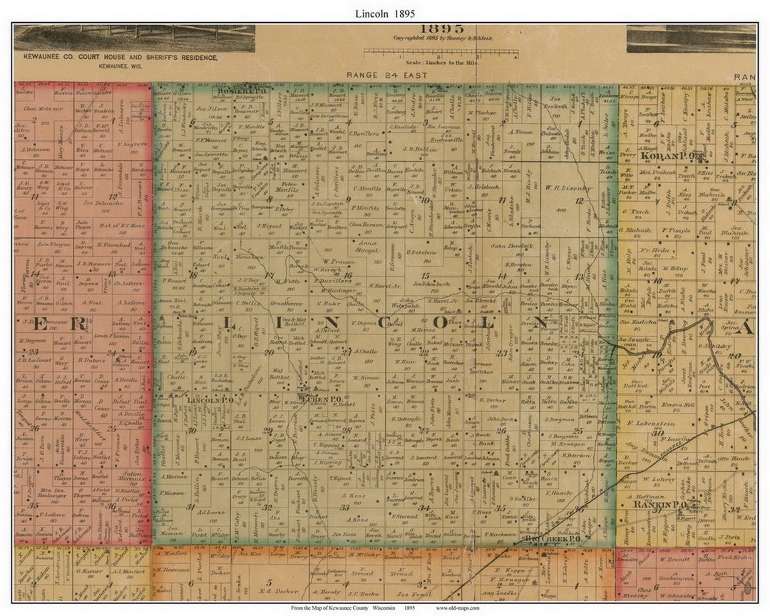 Lincoln 1895 - Old Town Map With Homeowner Names - Euren Rio Creek ...