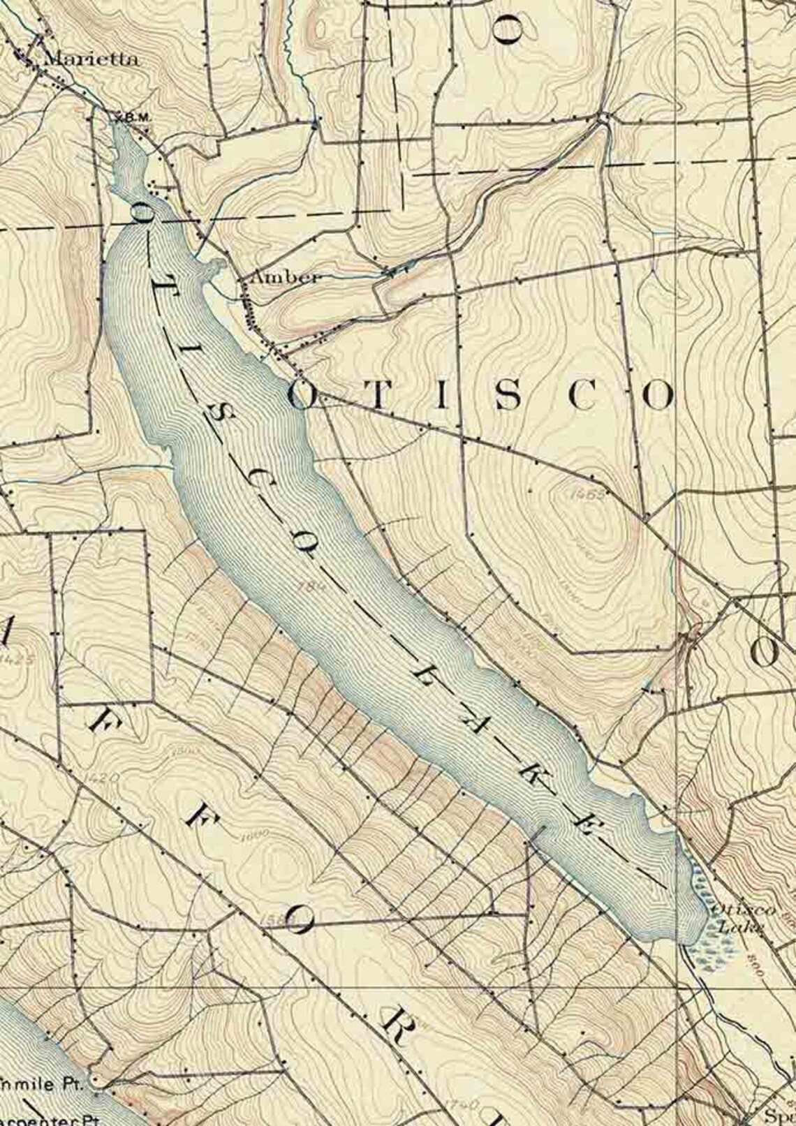 Otisco & Skaneateles Lakes 1902 USGS Old Topographic Map | Etsy