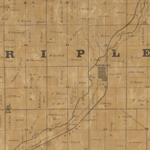 Rush County Indiana 1856 - Old Wall Map Reprint With Landowner Names ...