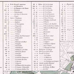 Old Map of Paris 1900 France -- Larousse Atlas -- Detailed Index ...