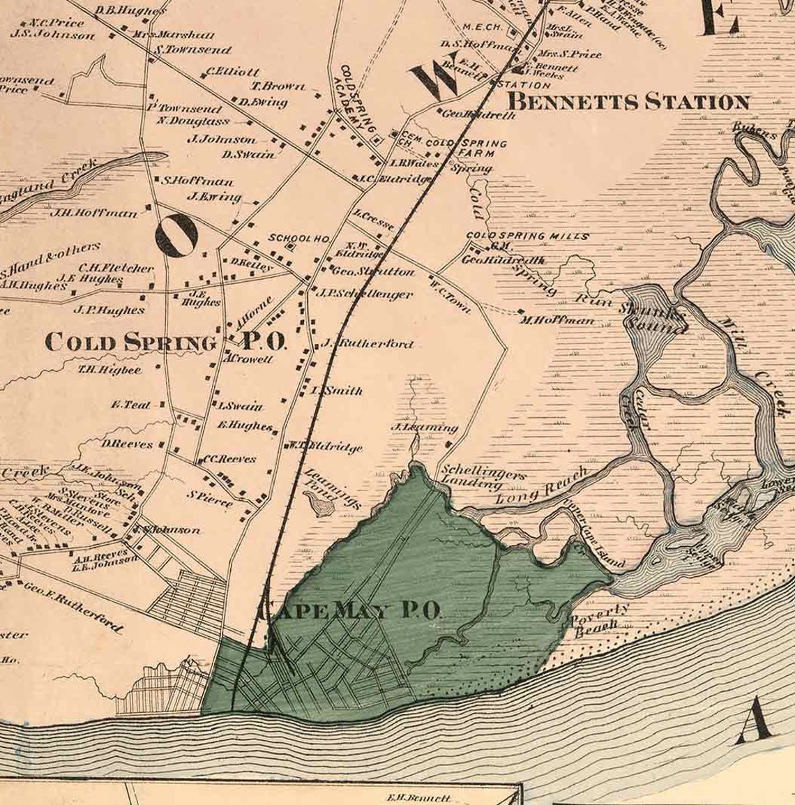 Cape May County New Jersey 1872 Old Wall Map Reprint With - Etsy
