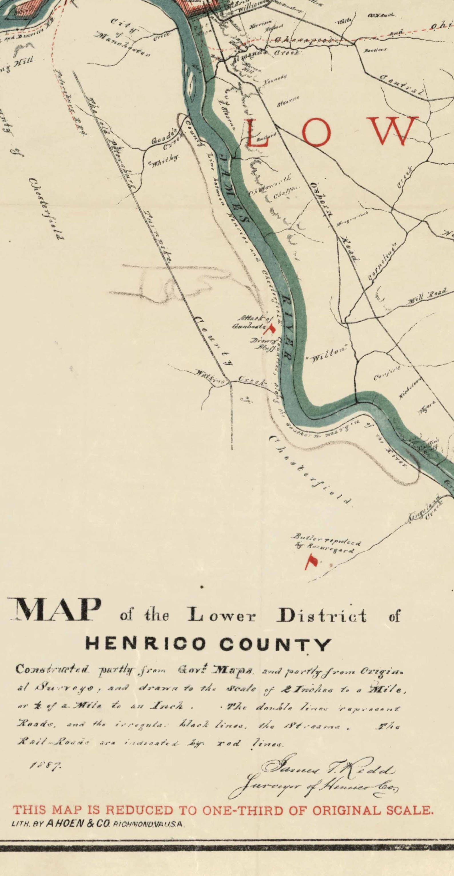 Henrico County Virginia 1887 Old Wall Map With Homeowner Names - Etsy