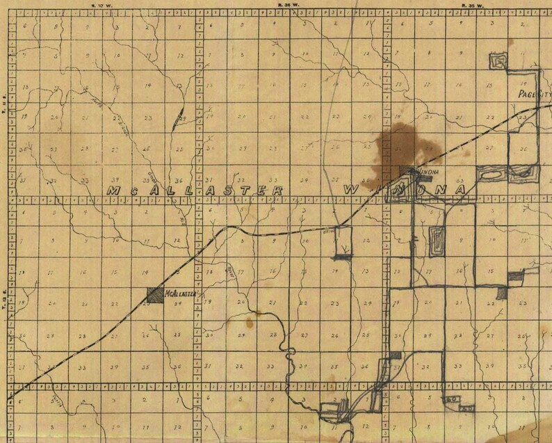 Logan County Kansas 1895 Linville Old Wall Map Reprint - Etsy