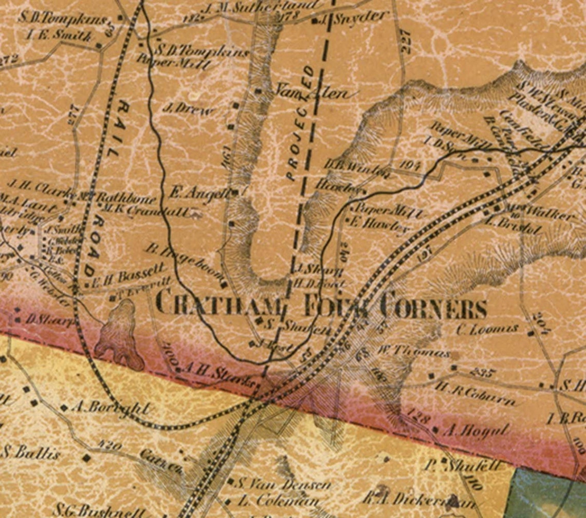Columbia County New York 1858 Wall Map With Homeowner Names - Genealogy ...