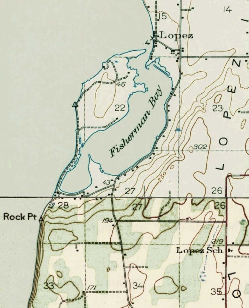 Lopez Island 1943 USGS Old Topographic Map A Composite | Etsy Lopez Island 1943 USGS Old Topographic Map A Composite | Etsy