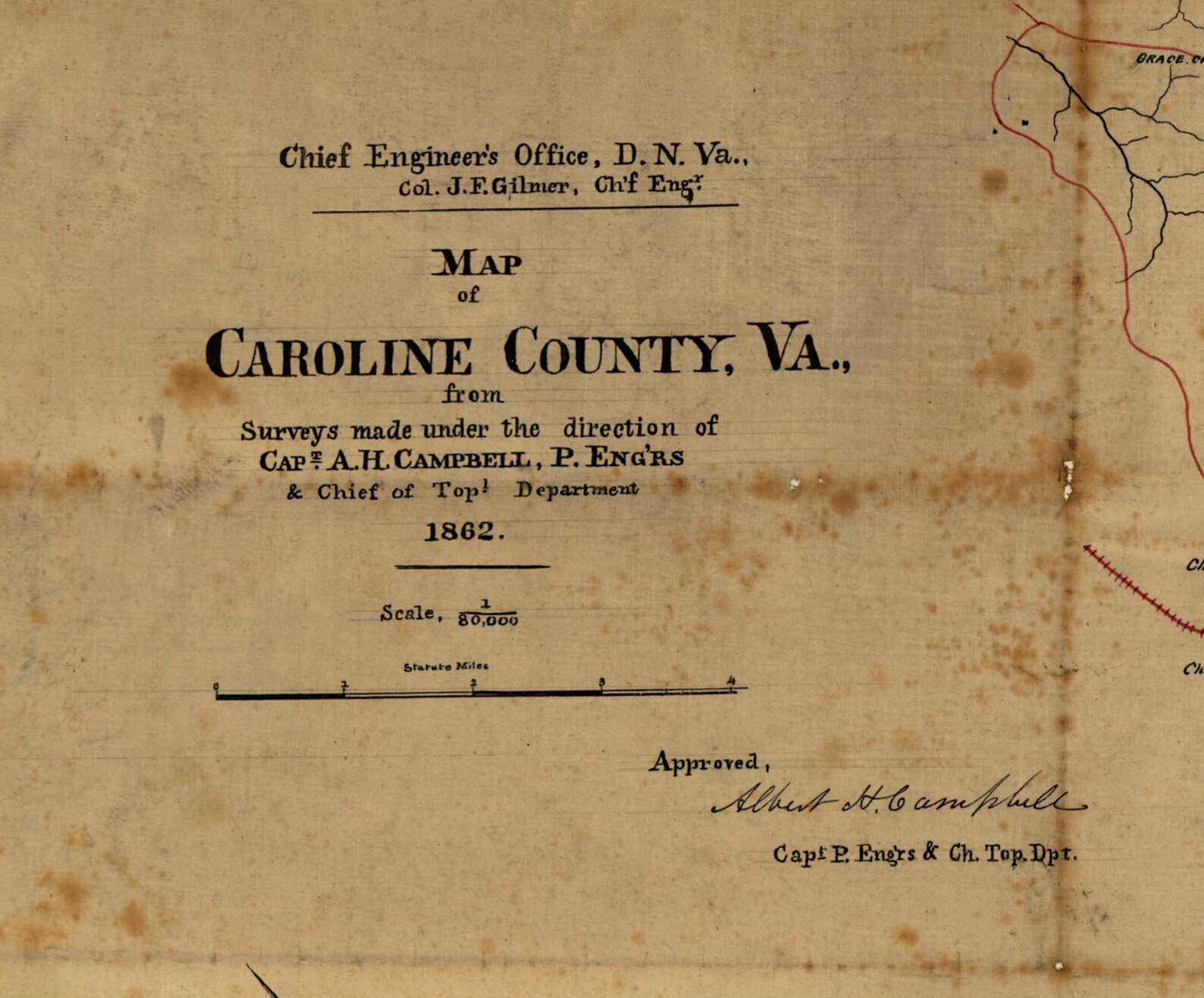 Caroline County Virginia 1862 Old Wall Map With Homeowner Names Reprint ...