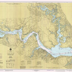 James River Jamestown Island to Jordan Point 1996 Nautical Map ...