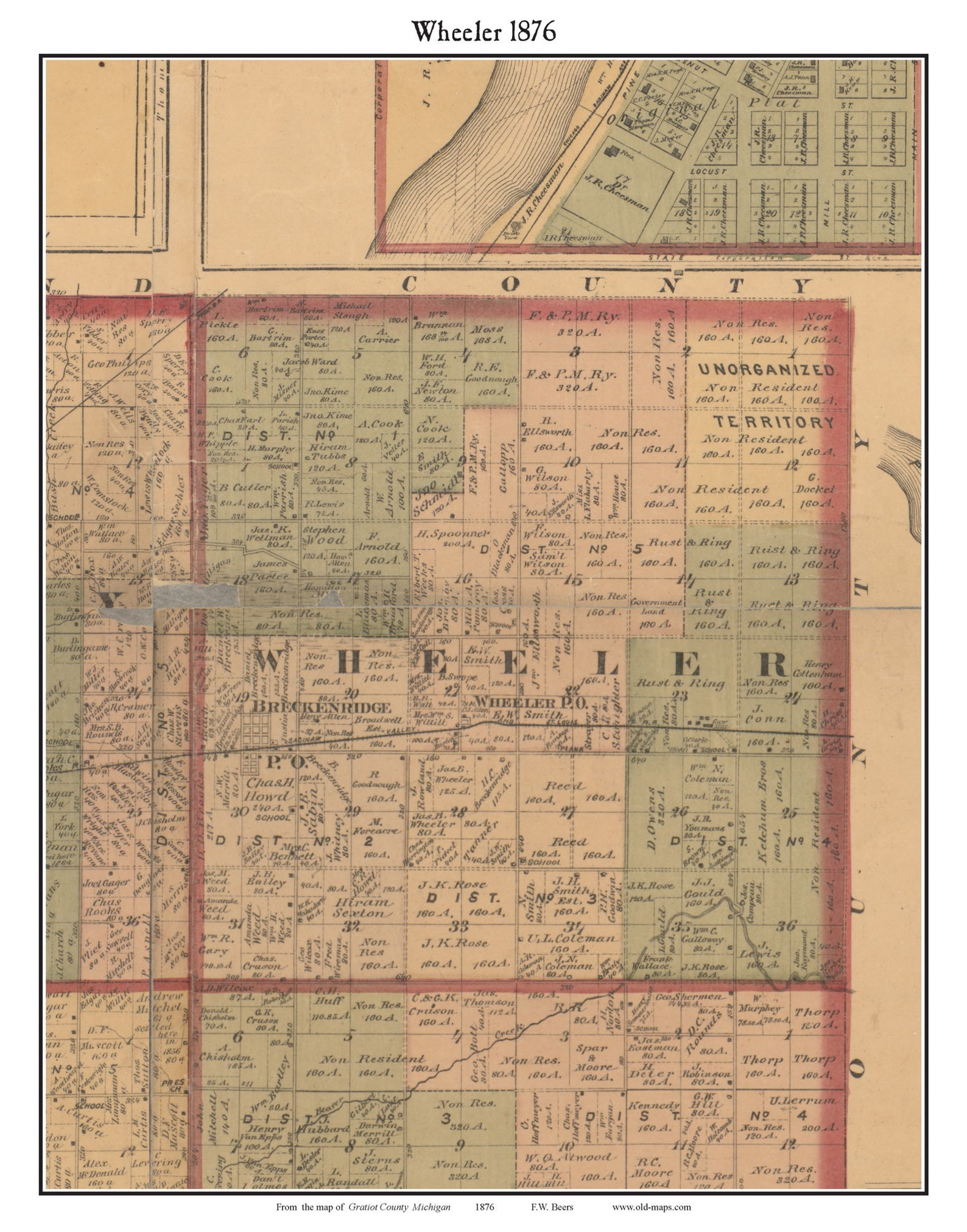 Wheeler 1876 Old Town Map with Homeowner Names Breckenridge | Etsy