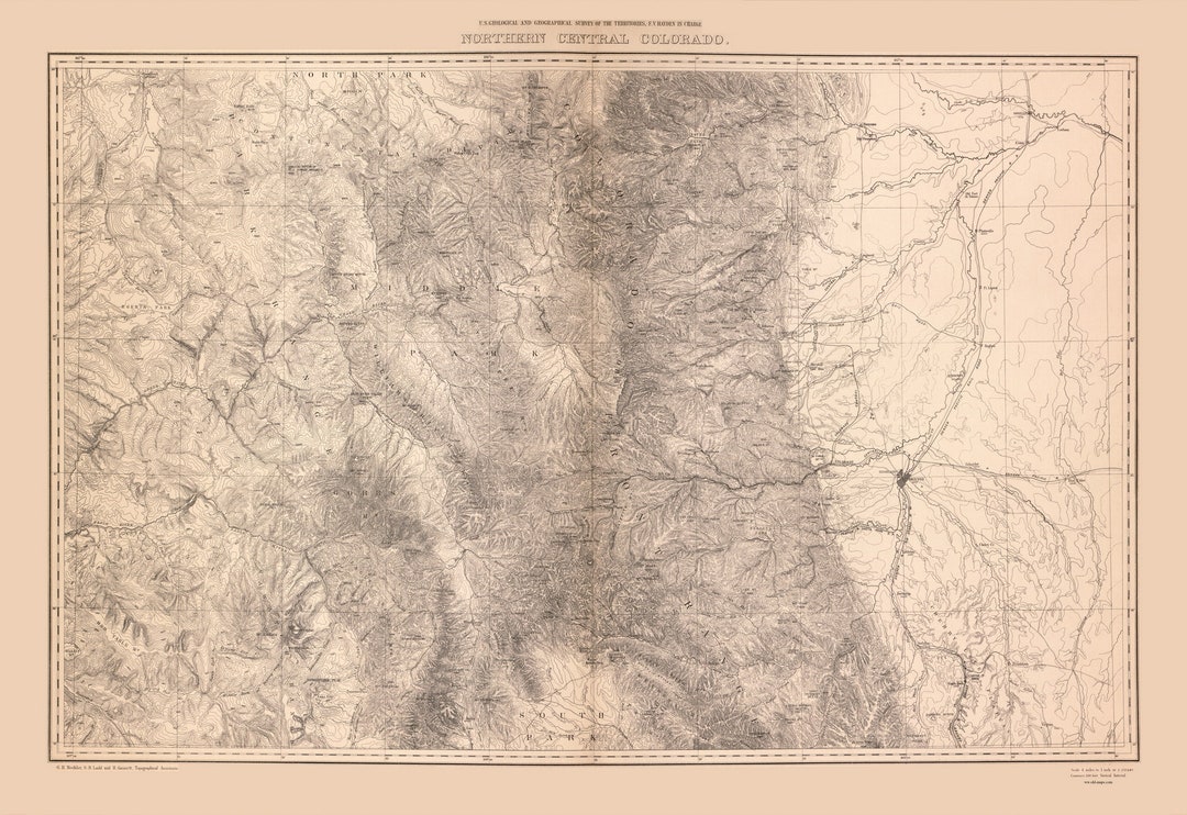 North Central Colorado 1877 - 4 0f 6 - Boulder - Denver - Old Map - F.V ...