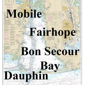 Mobile Bay 2014 Nautical Old Map Reprint - Alabama -fairhope Bon Secour ...