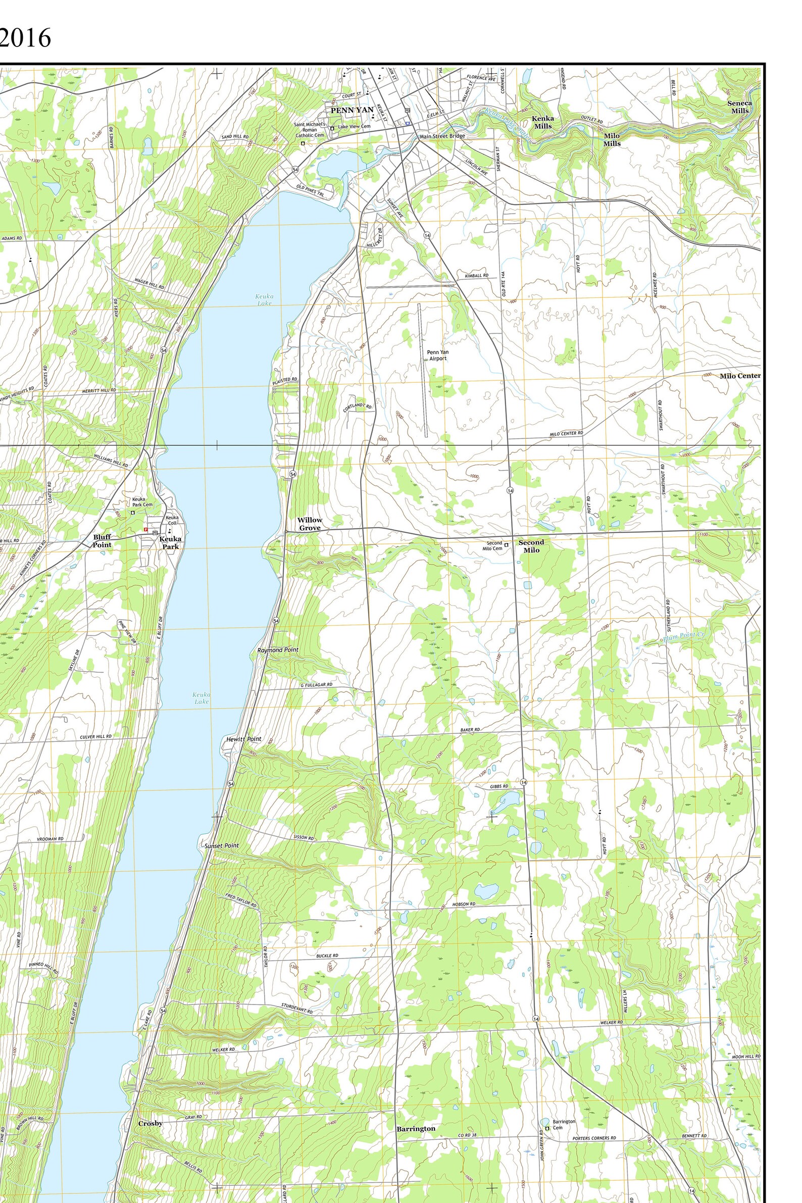 Keuka Lake 2016 USGS Topographic Map Custom Composite | Etsy