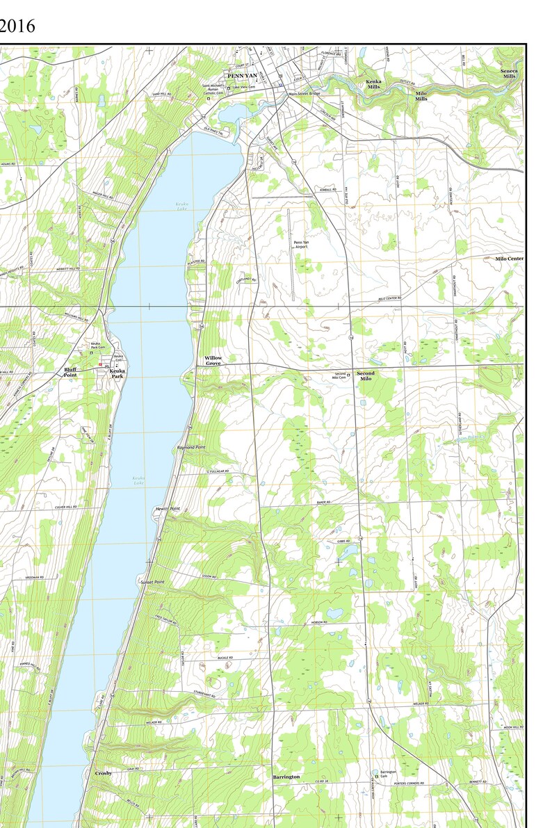 Keuka Lake 2016 USGS Topographic Map Custom Composite - Etsy