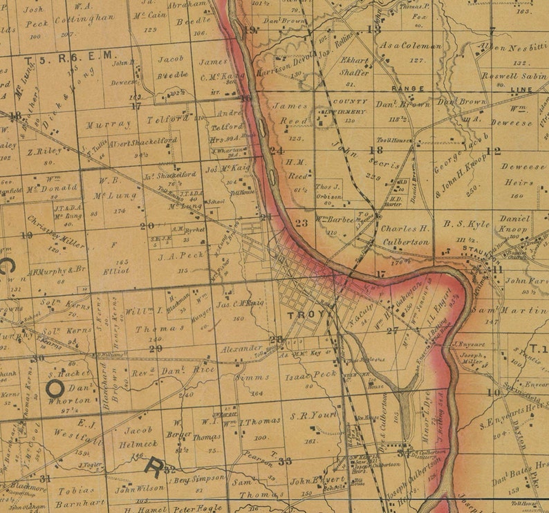 Miami County Ohio 1858 Old Wall Map Reprint With Homeowner | Etsy