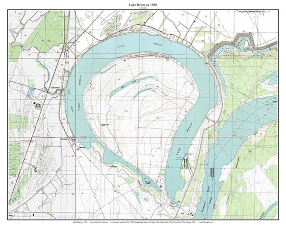 Lake Bruin - 1986 - USGS Old Topographic Map Custom Composite Reprint ...