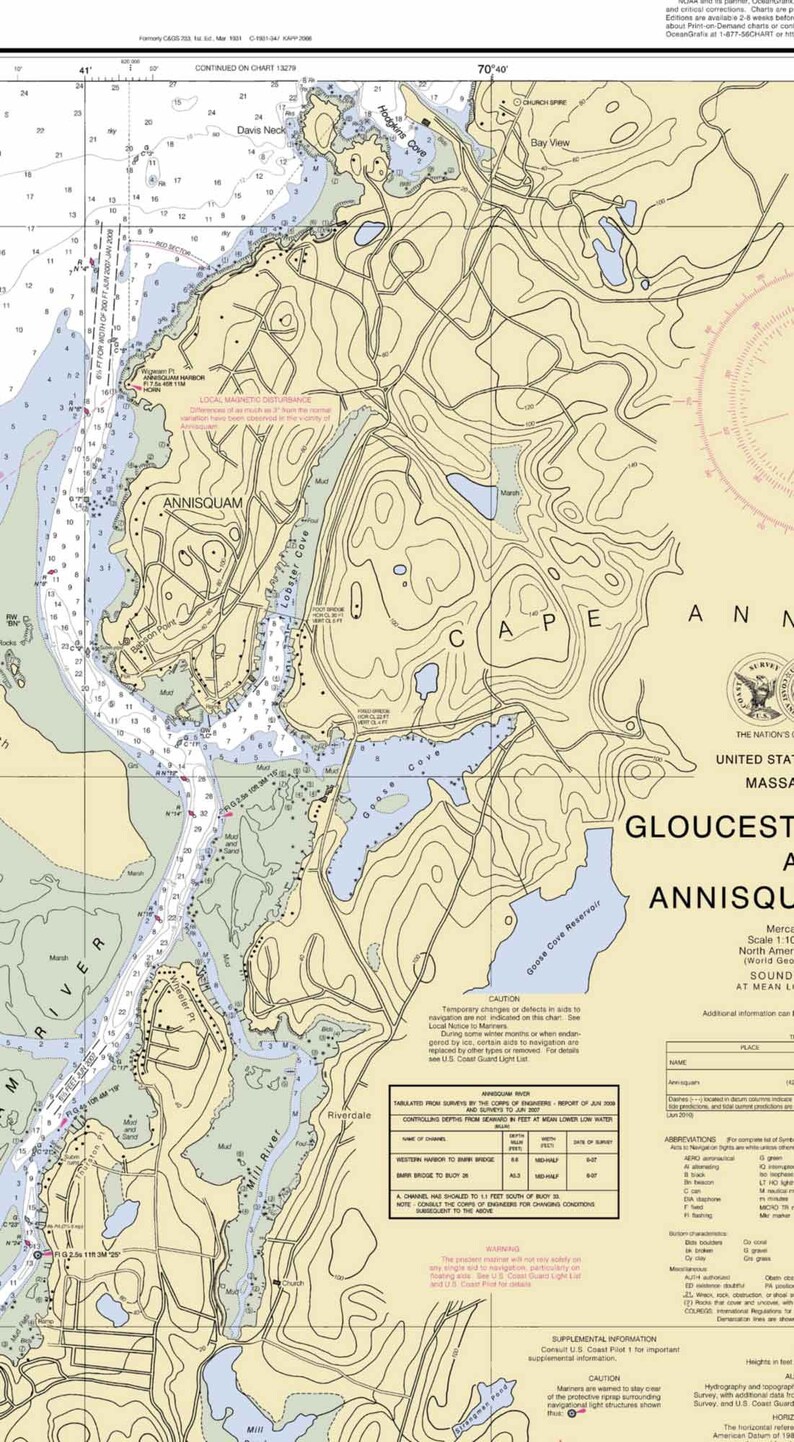 Gloucester Harbor & Annisquam River 2010 Nautical Map | Etsy