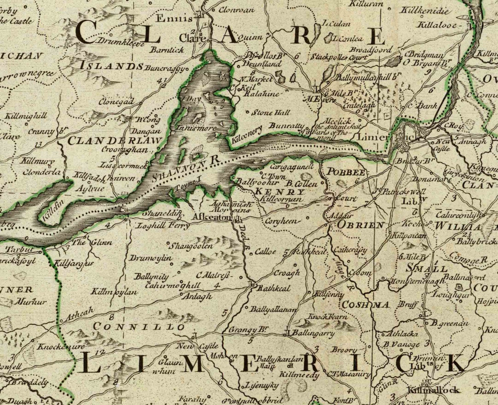 Ireland 1790 Map - Roque - Clan Names - Old Map Reprint - Etsy