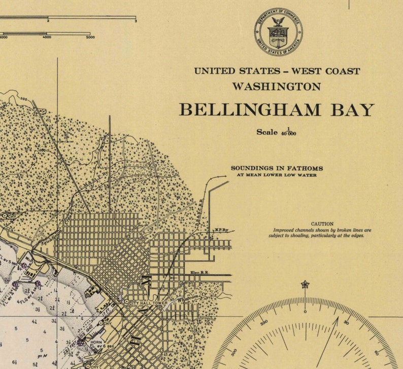 Bellingham Bay 1946 Nautical Map Washington Reprint PC - Etsy
