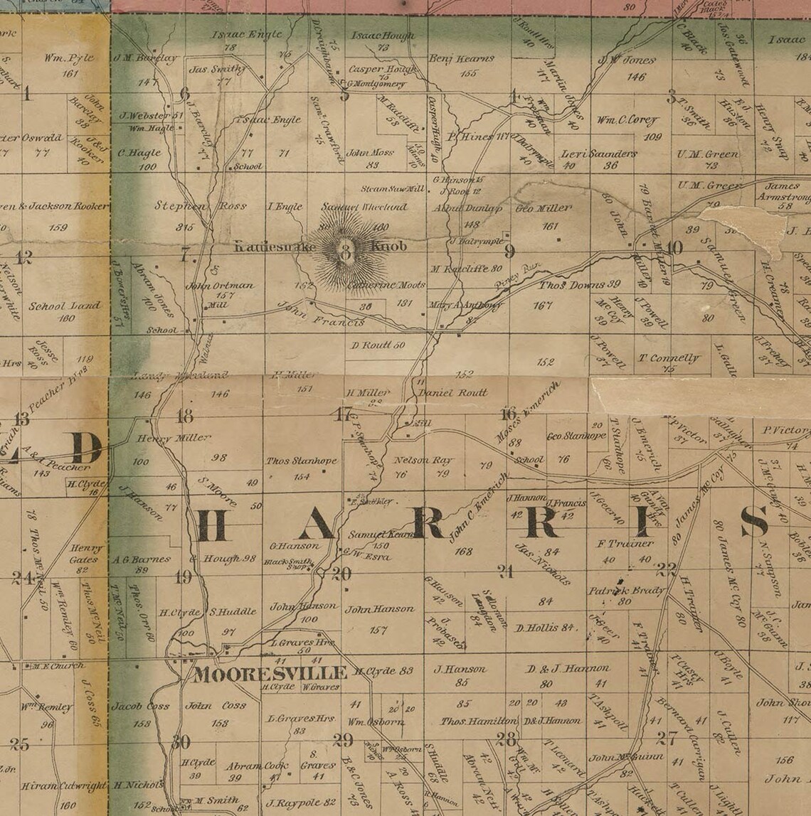 Ross County Ohio 1860 - Old Wall Map Reprint With Homeowner Names ...