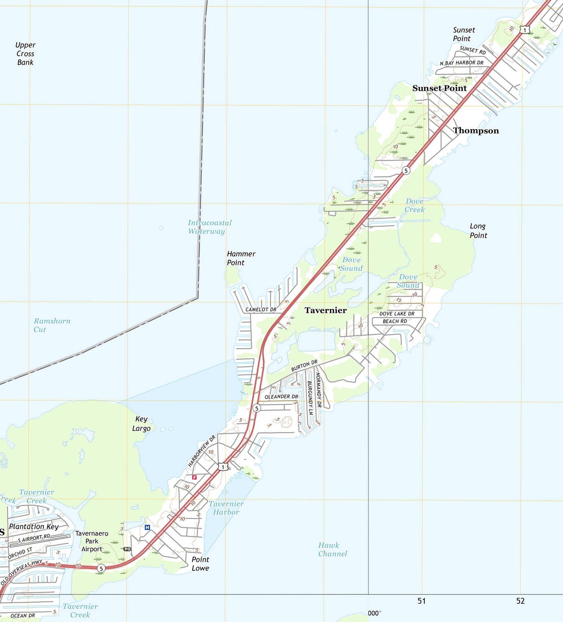 Key Largo Florida 2018 Old Topo Map A Composite made from | Etsy