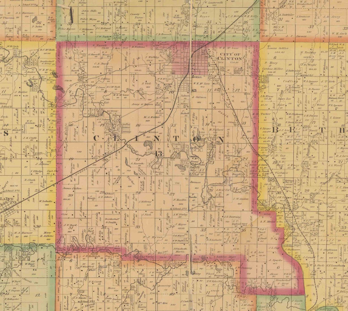 Henry County Missouri 1877 - Old Wall Map With Landowner & Homeowner ...