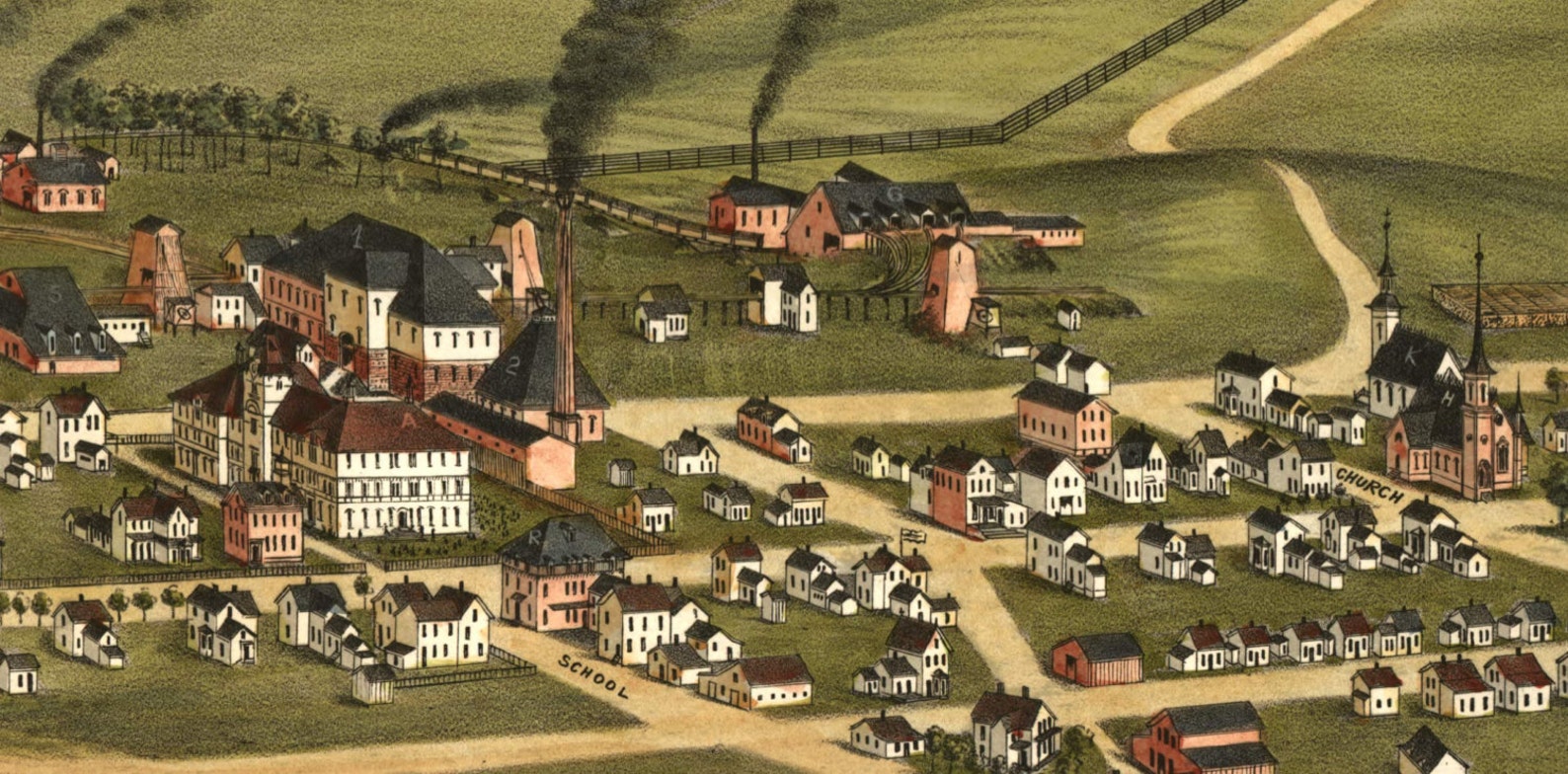 Calumet, Heckla & Red Jacket Michigan - 1881 - Birds Eye View - H ...