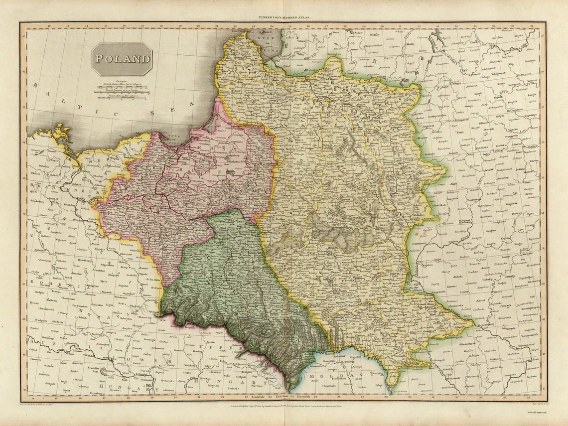 Poland 1814 Old Map - Wall Map Reprint - Etsy