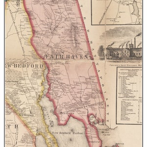 Fairhaven 1858 Old Town Map With Homeowner Names Massachusetts - Etsy