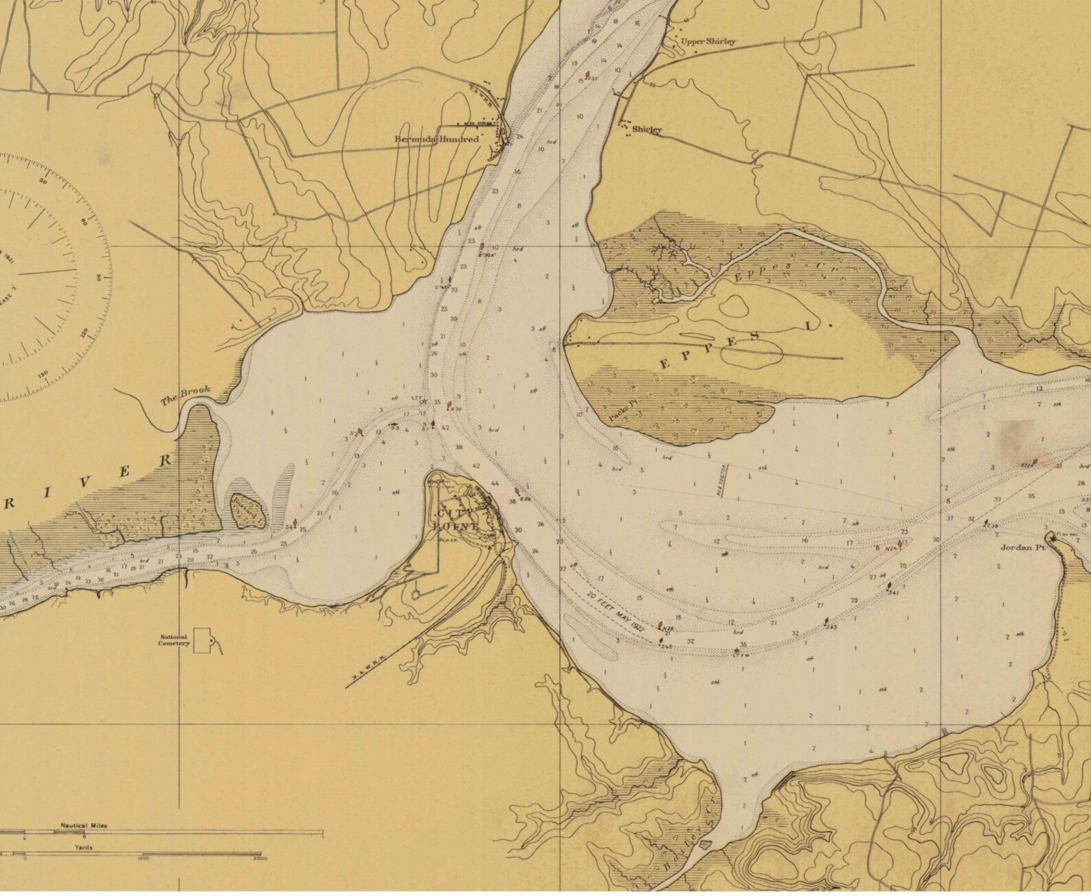James River Jordan Point to Richmond 1925 Nautical Map | Etsy