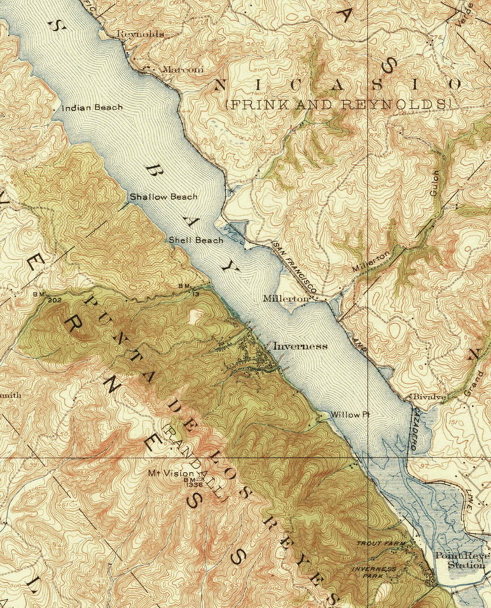 Point Reyes 1918 Old Topo Map an Edited Reprint of the - Etsy