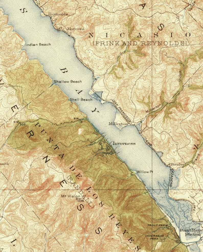 Point Reyes 1918 Old Topo Map an Edited Reprint of the - Etsy