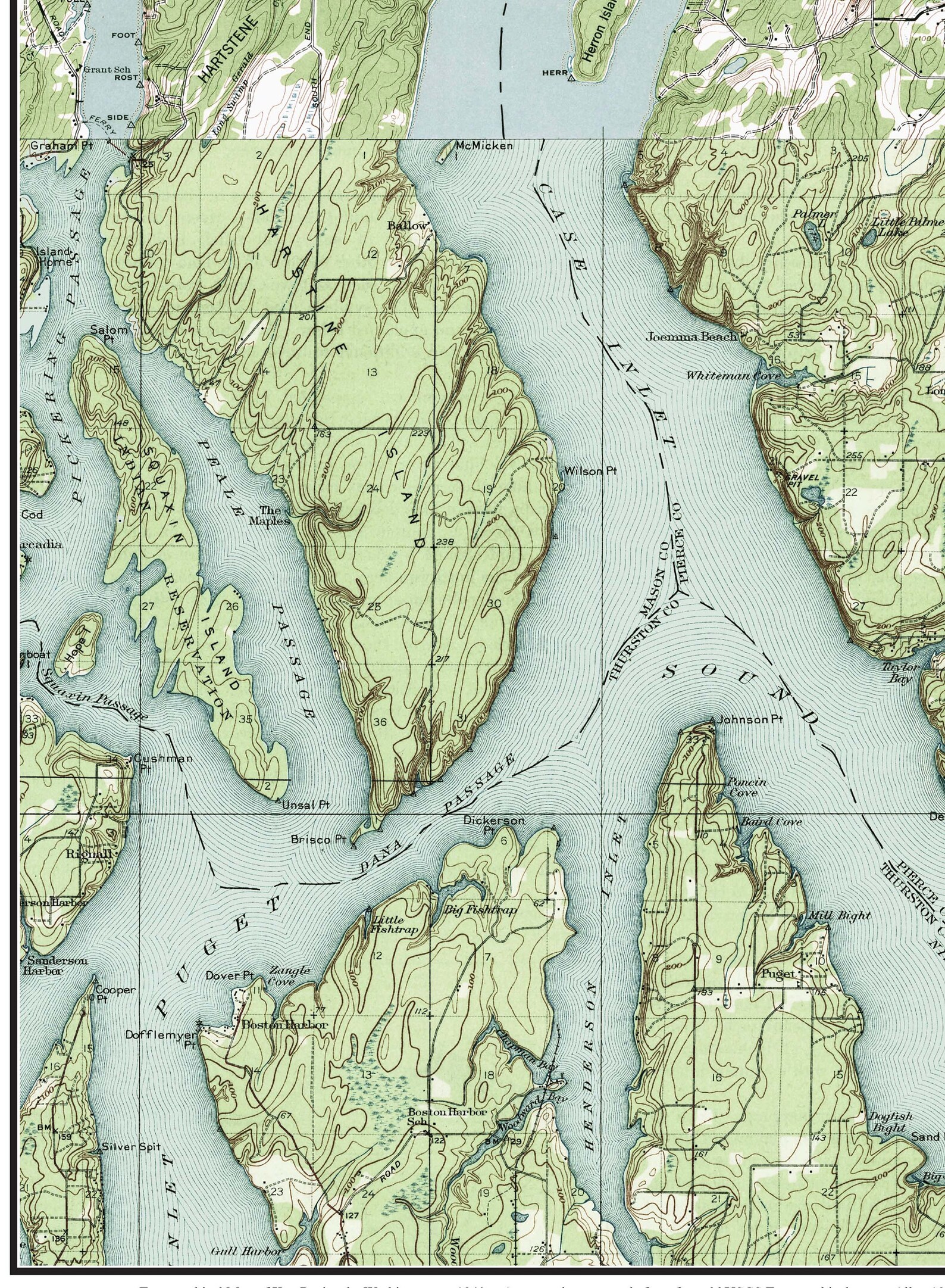 Key Peninsula - Ca. 1940 - USGS Old Topographic Map Custom Composite ...