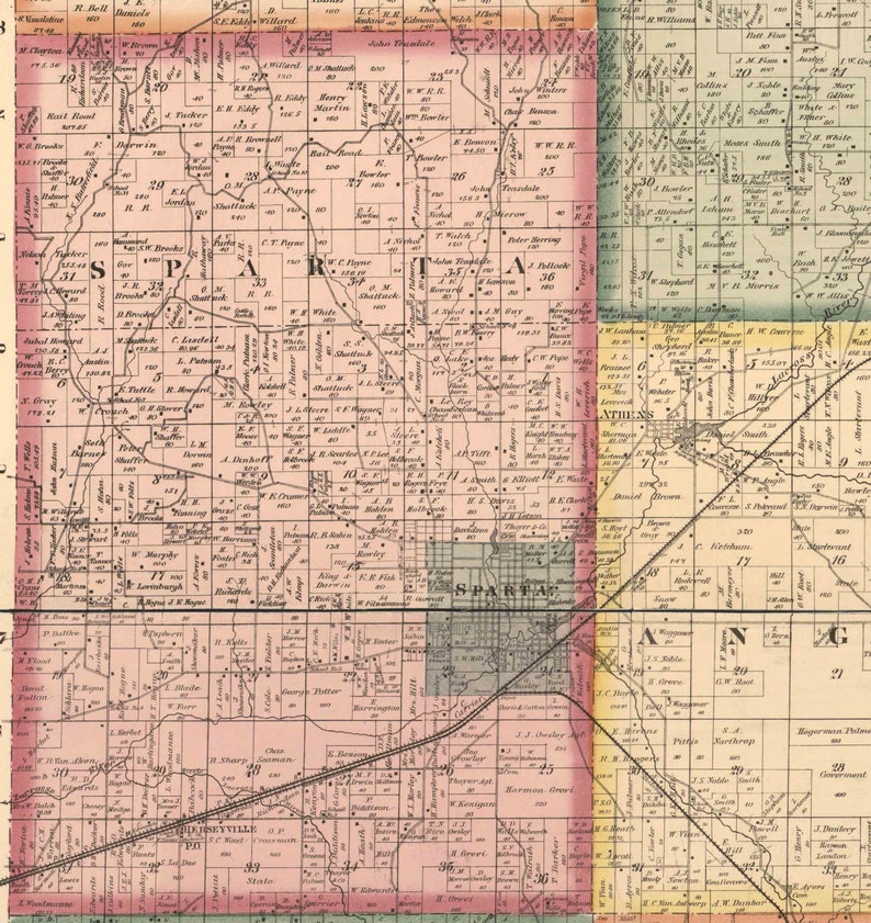 Monroe County Wisconsin 1877 Wall Map Reprint With Homeowner - Etsy