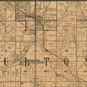 Rock County Wisconsin 1900 - Old Wall Map Reprint With Homeowner Names ...