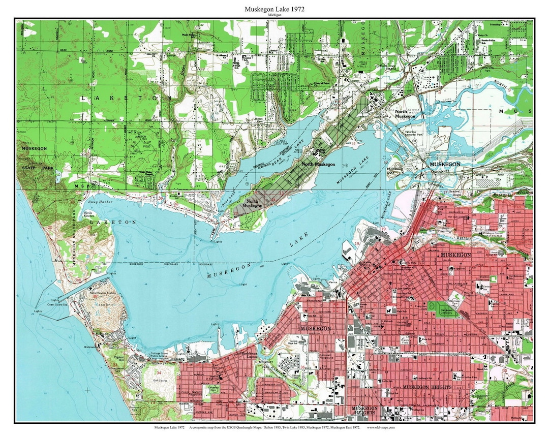 Muskegon Lake - 1972 Map Reprint - Michigan - Old Topographic USGS ...