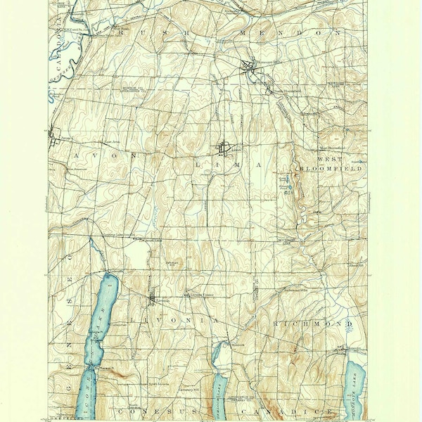 Old Map of Conesus - Etsy