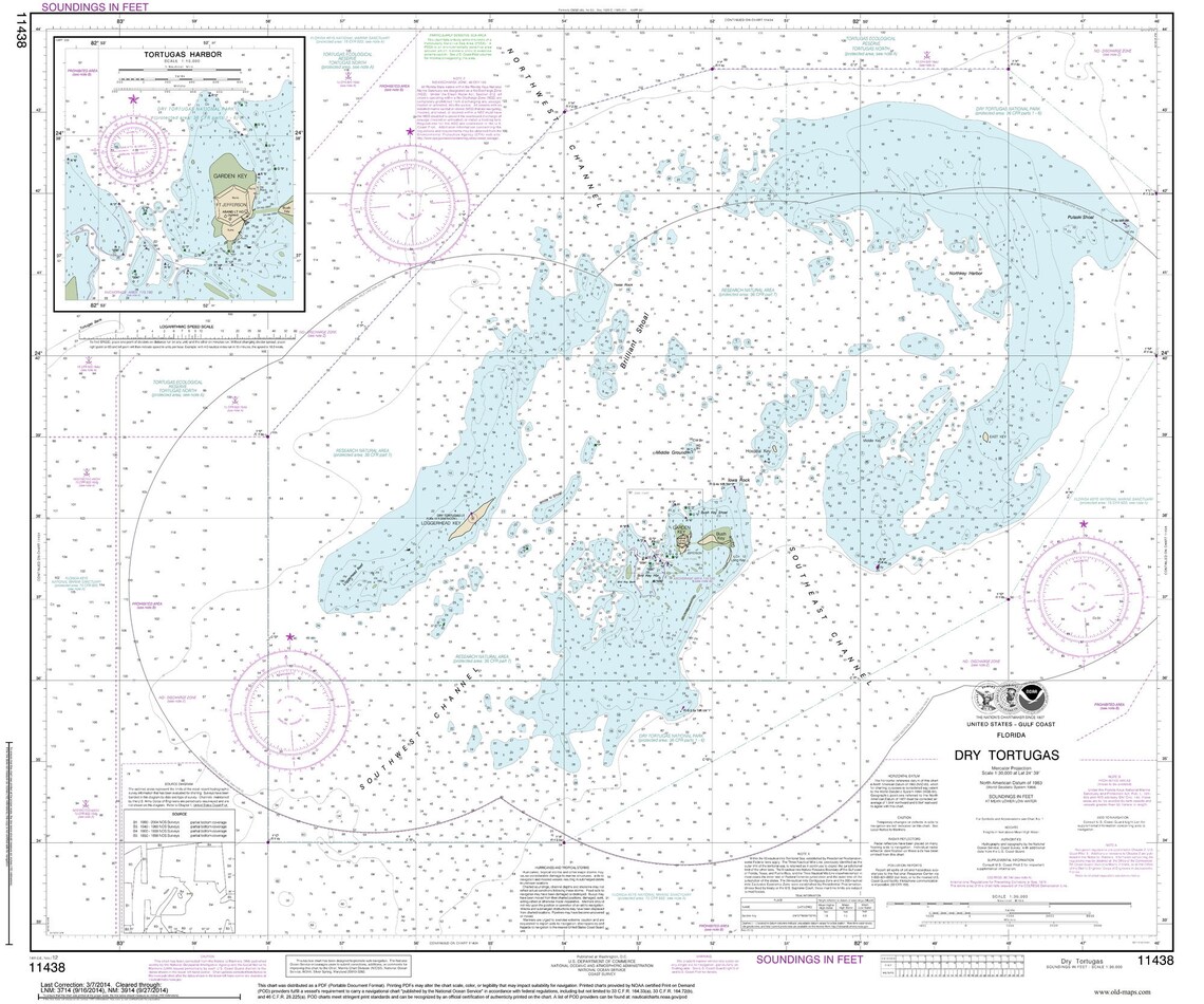 Dry Tortugas - 2014 Map Old Nautical Chart - Florida Harbors East 585 ...