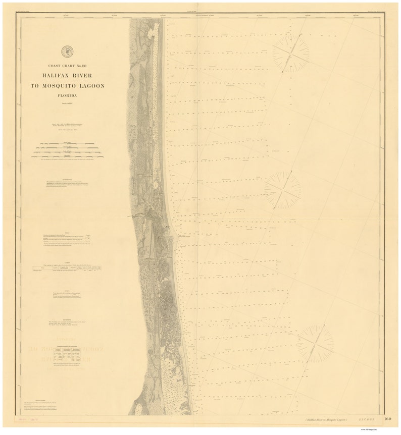 Halifax River to Mosquito Lagoon - 1882 Nautical Map Reprint - Florida ...