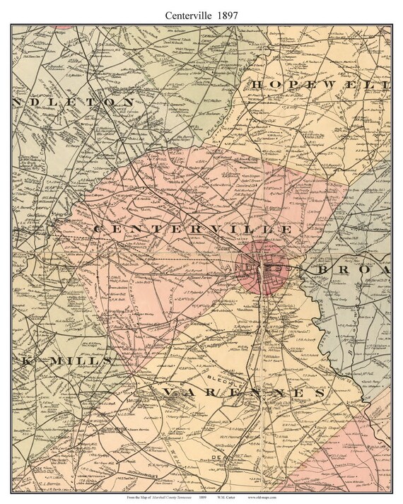 Centerville 1897 Old Town Map With Homeowner Names South - Etsy