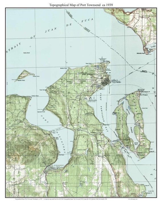 Port Townsend Ca. 1939 USGS Old Topographic Map Custom - Etsy