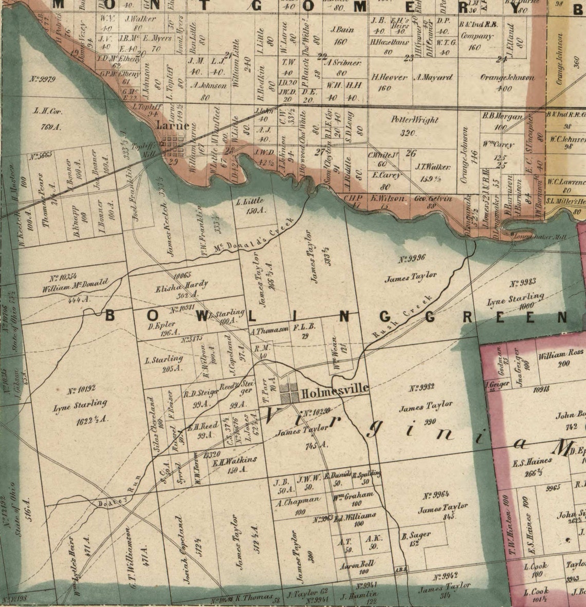 Marion County Ohio 1852 Old Wall Map Reprint With Homeowner | Etsy