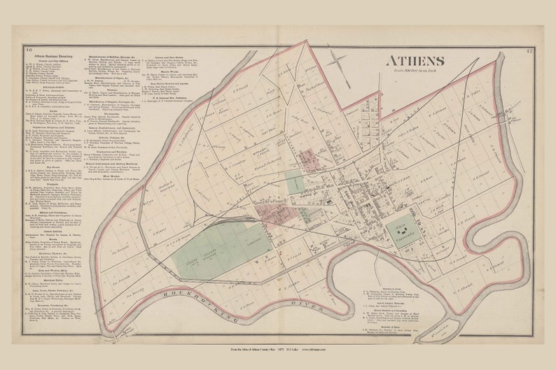 Athens 1875 - Old Town Map Reprint - Athens County, Ohio - Homeowner ...